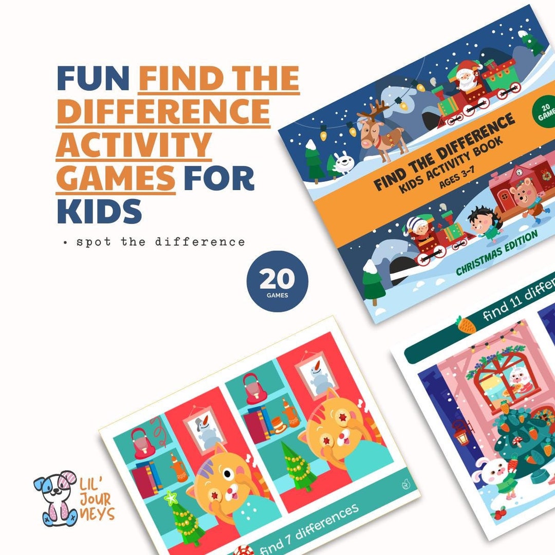 Kids Games Find the Difference Worksheets Christmas Printable Activity ...