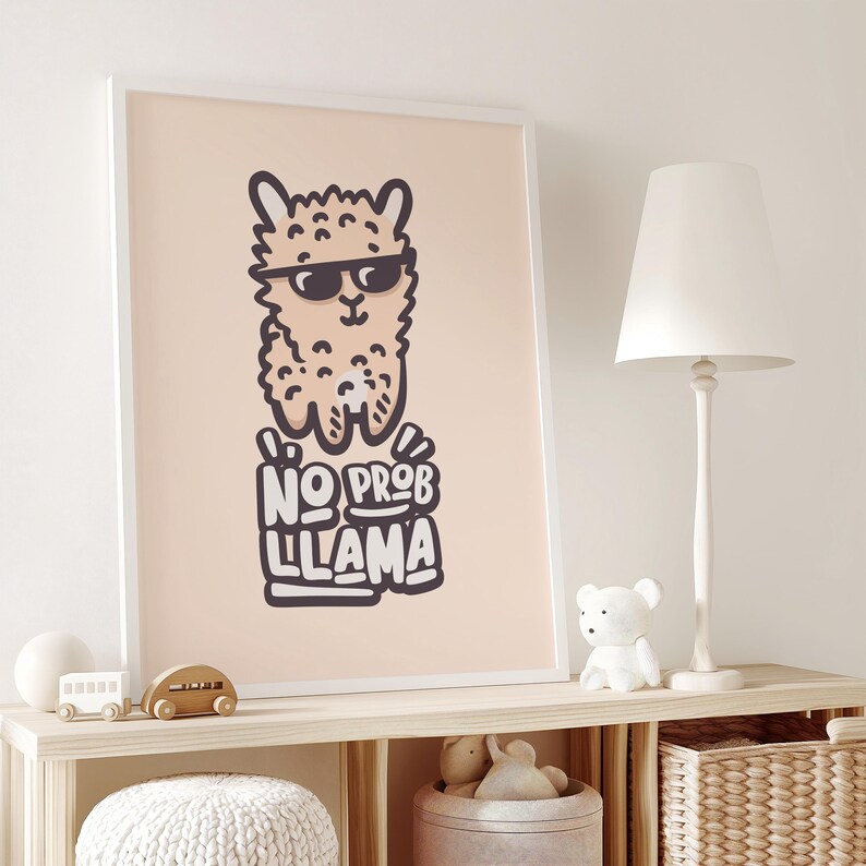 Llama Nursery Art: Goofy Alpaca Print (digital Download) - Etsy