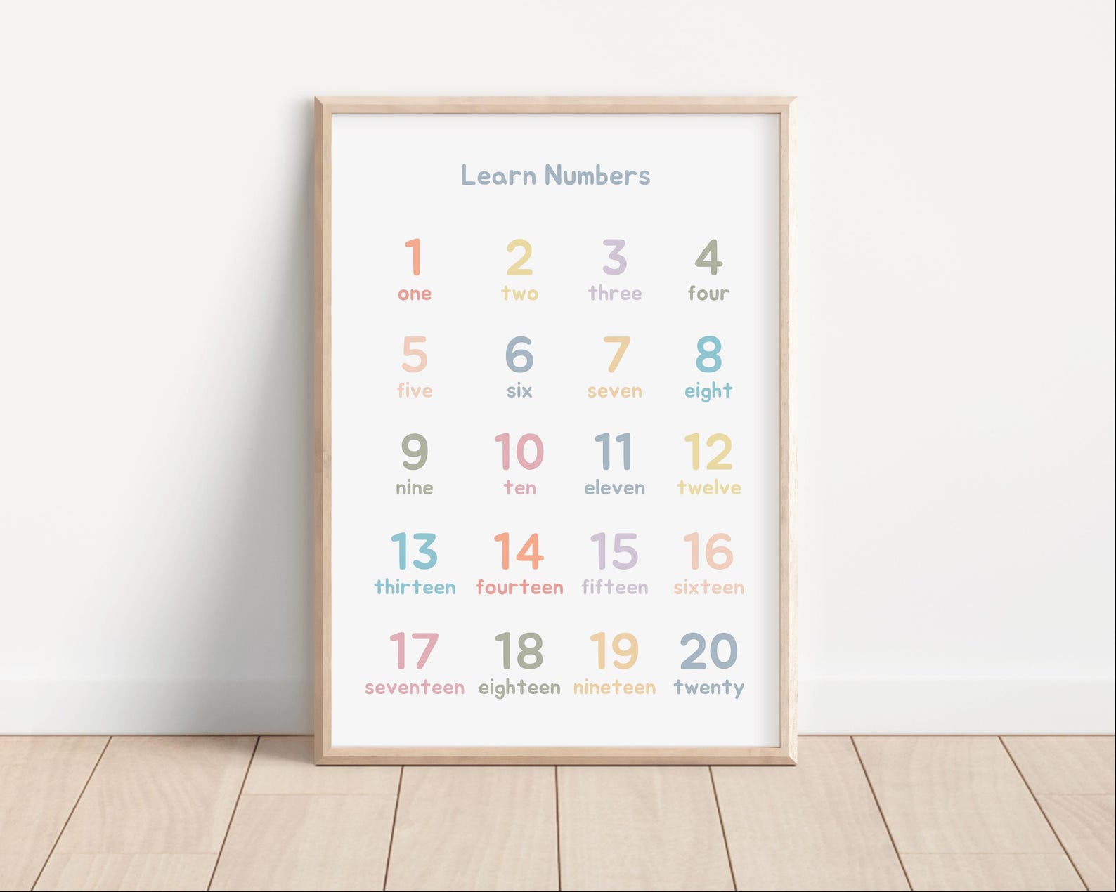 Rainbow Numbers Chart Handwriting Printable Chart Wall Art Print ...