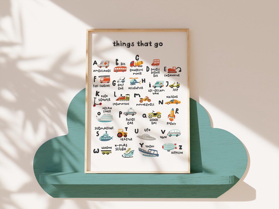 Transport Alphabet Print Vehicles ABC Print Boy Playroom Wall Art Boy ...