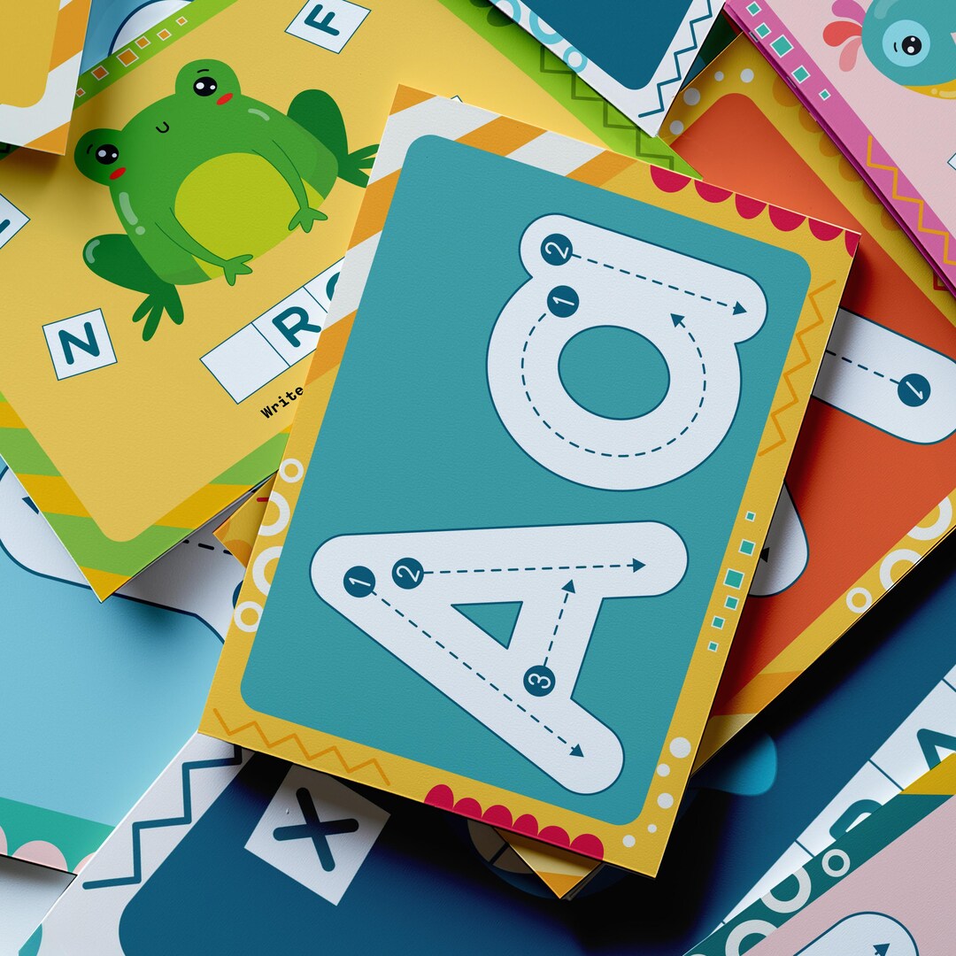 Alphabet Flashcards Tracing Learning A-Z Kids Educational Activities ...