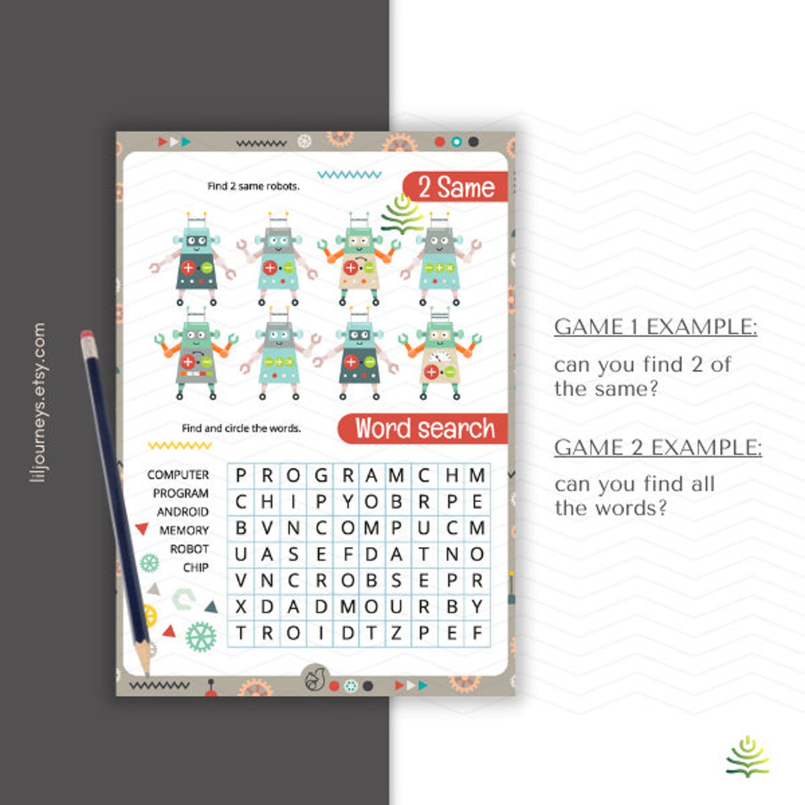 Children Activity Pages Robot Games for Kids Learning Games Pages ...