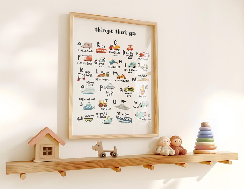 Transport Alphabet Print Vehicles ABC Print Boy Playroom Wall Art Boy ...