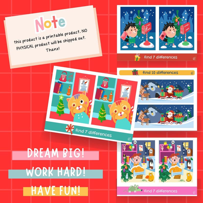 Christmas Find the Difference Game | Kids Visual Activity (instant ...