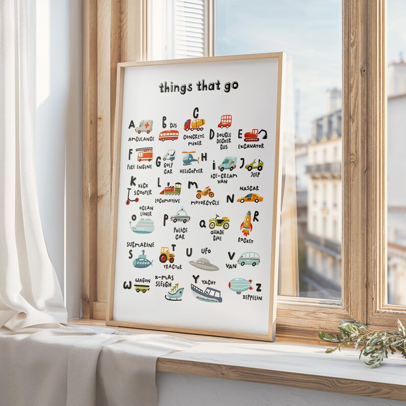 Transport Alphabet Print Vehicles ABC Print Boy Playroom Wall Art Boy ...