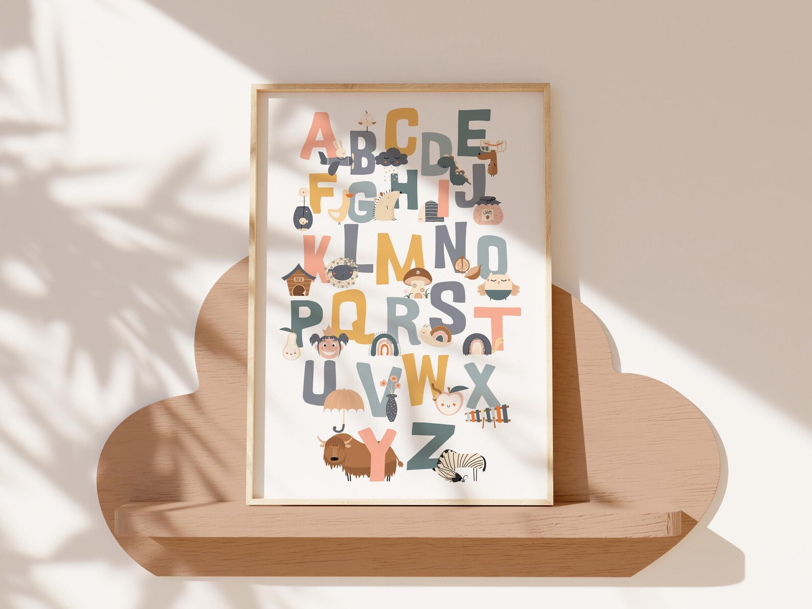 Alphabet Poster ABC Nursery Wall Art Educational Boho Kids Alphabet ...