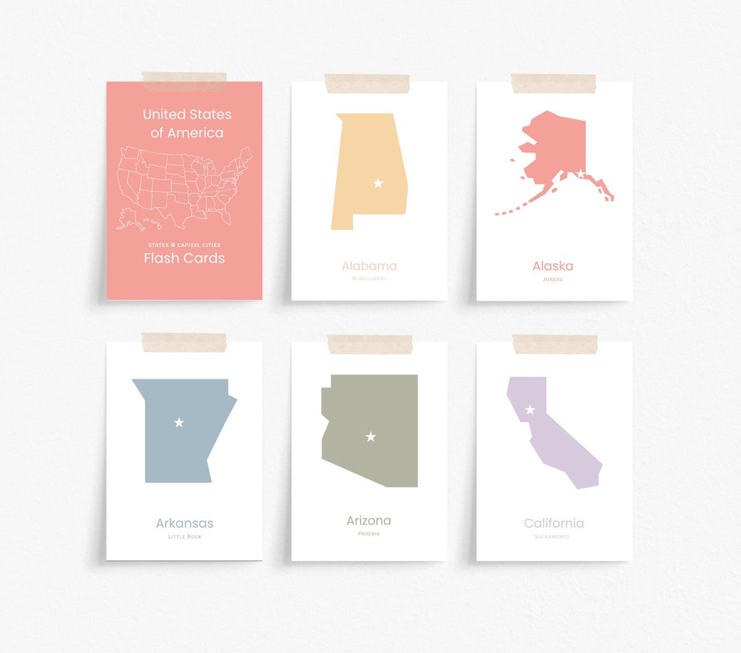 U.S. States & Capitals Flash Cards: Montessori Homeschool Printable ...