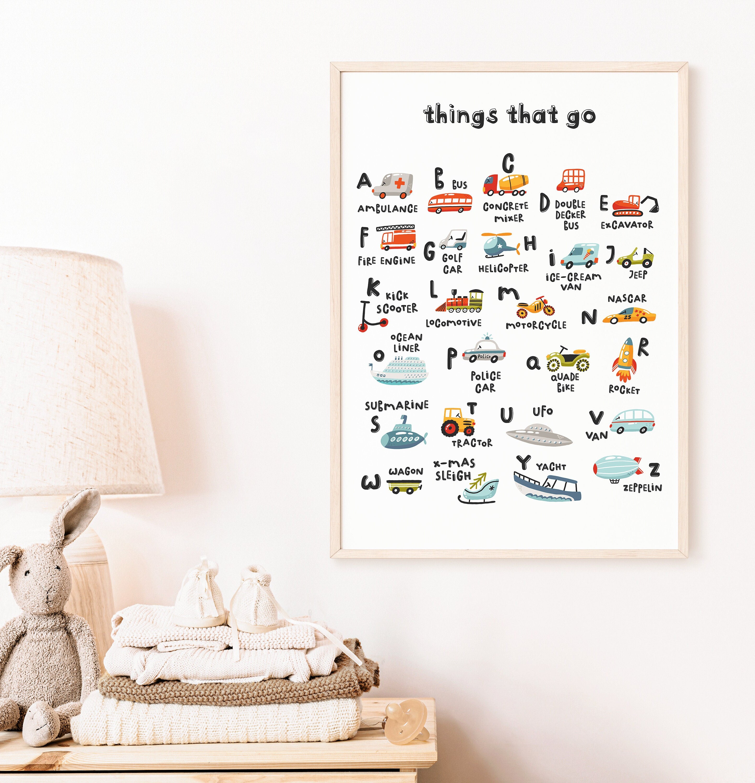Transport Alphabet Print, Vehicles ABC Print, Abc Wall Art, Car Abc ...