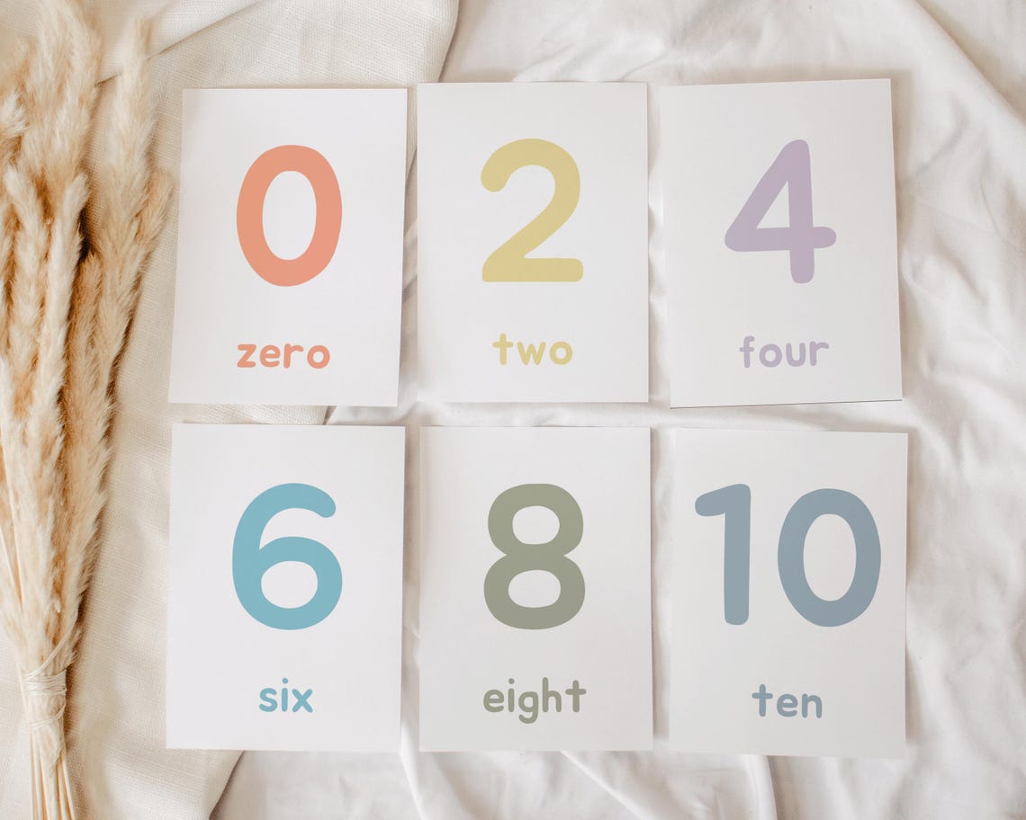 Pastel Numbers and Shapes Flashcards: Montessori Learning (digital ...