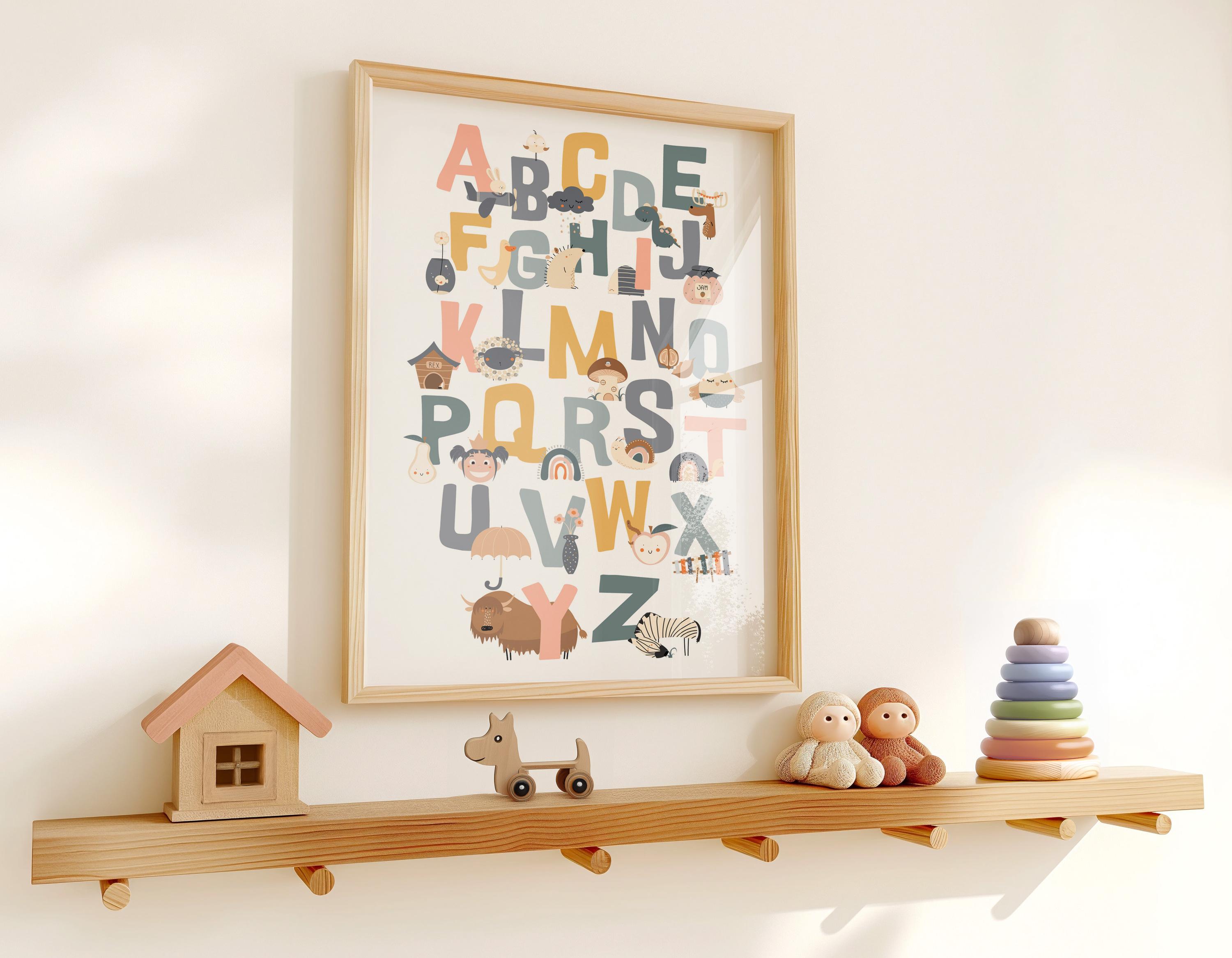 ABC Alphabet Nursery Poster: Boho Animal Print (digital Download) - Etsy