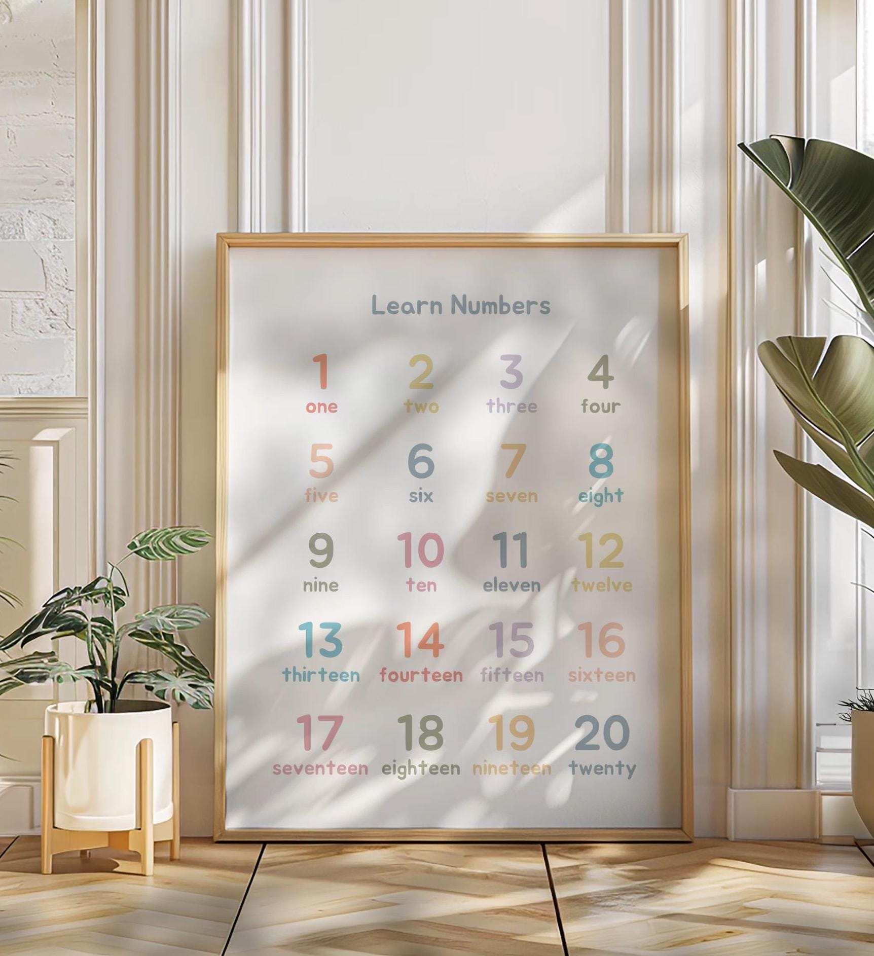 Rainbow Numbers Chart Handwriting Printable Chart Wall Art Print ...
