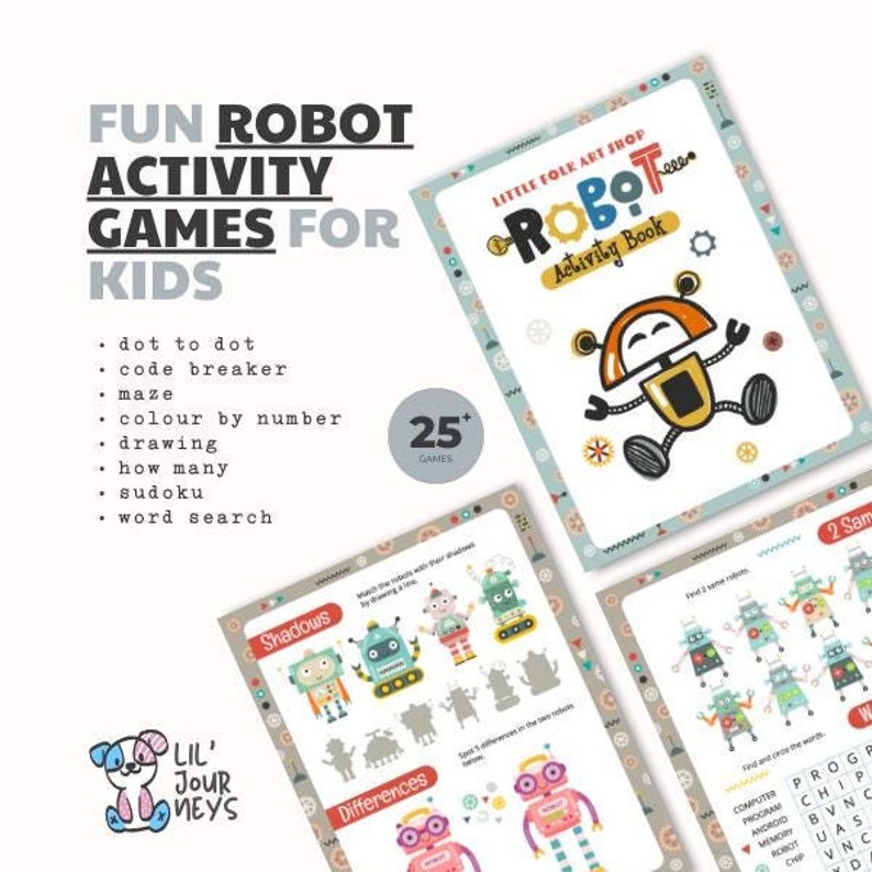 Children Activity Pages Robot Games for Kids Learning Games Pages ...