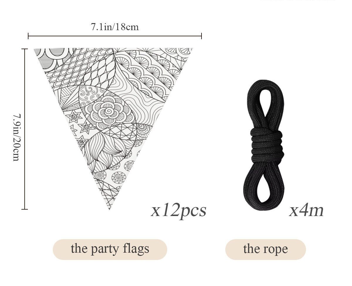 12 PC Flag Banner, Colouring in Designs, Colour in Home Decor, Banners ...