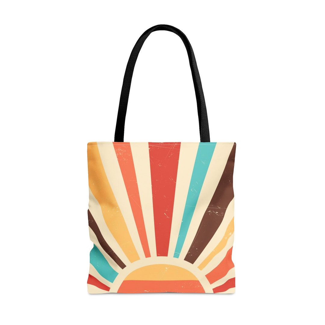 Boho Sun Ray Tote Bag/retro Print Tote/stripe Bag/book Bag/purse/beach ...