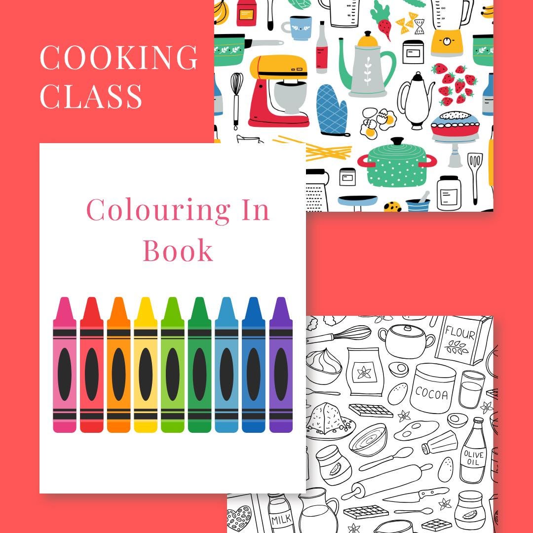 Cooking Colouring Book - DIGITAL FILE - Teacher Resource, Home ...