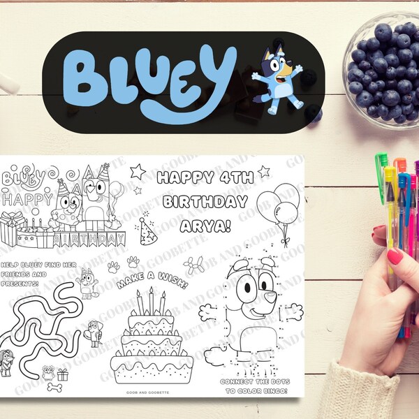 Custom Bluey Coloring Page - Etsy