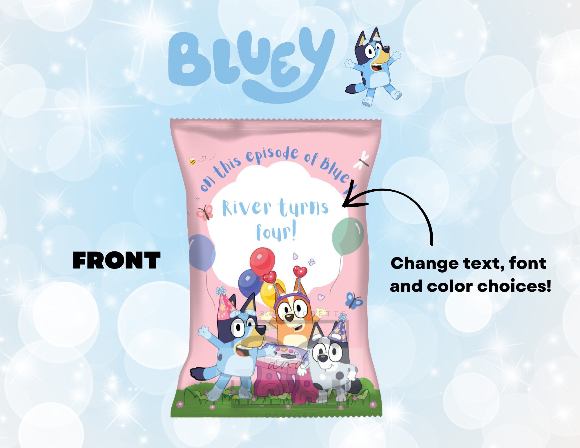 Pink Bluey Chip Bag Label Bluey Party Birthday Template Chip - Etsy ...