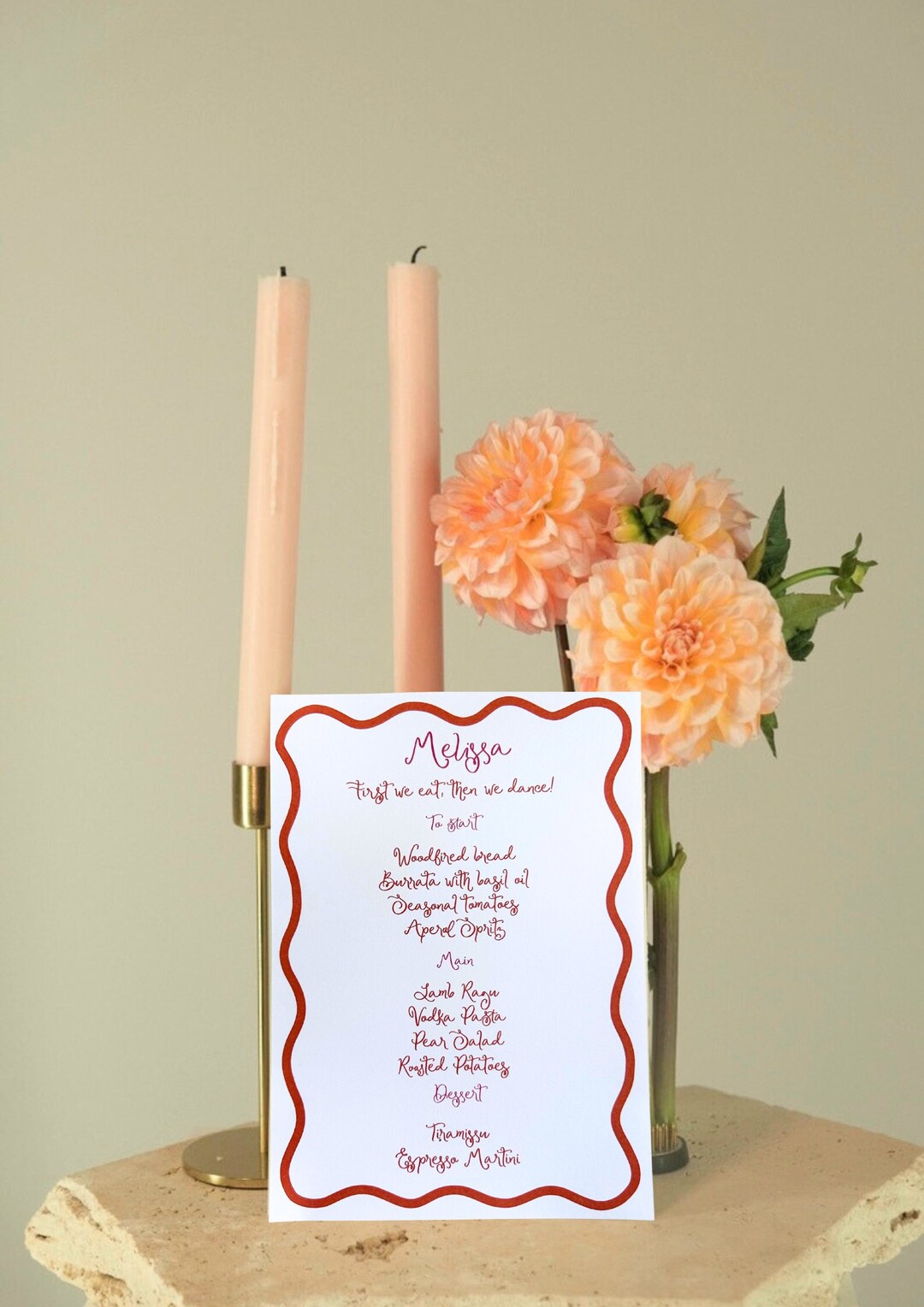 Hens Party Wave Menu Digital Template / Pink and Red Theme - Etsy