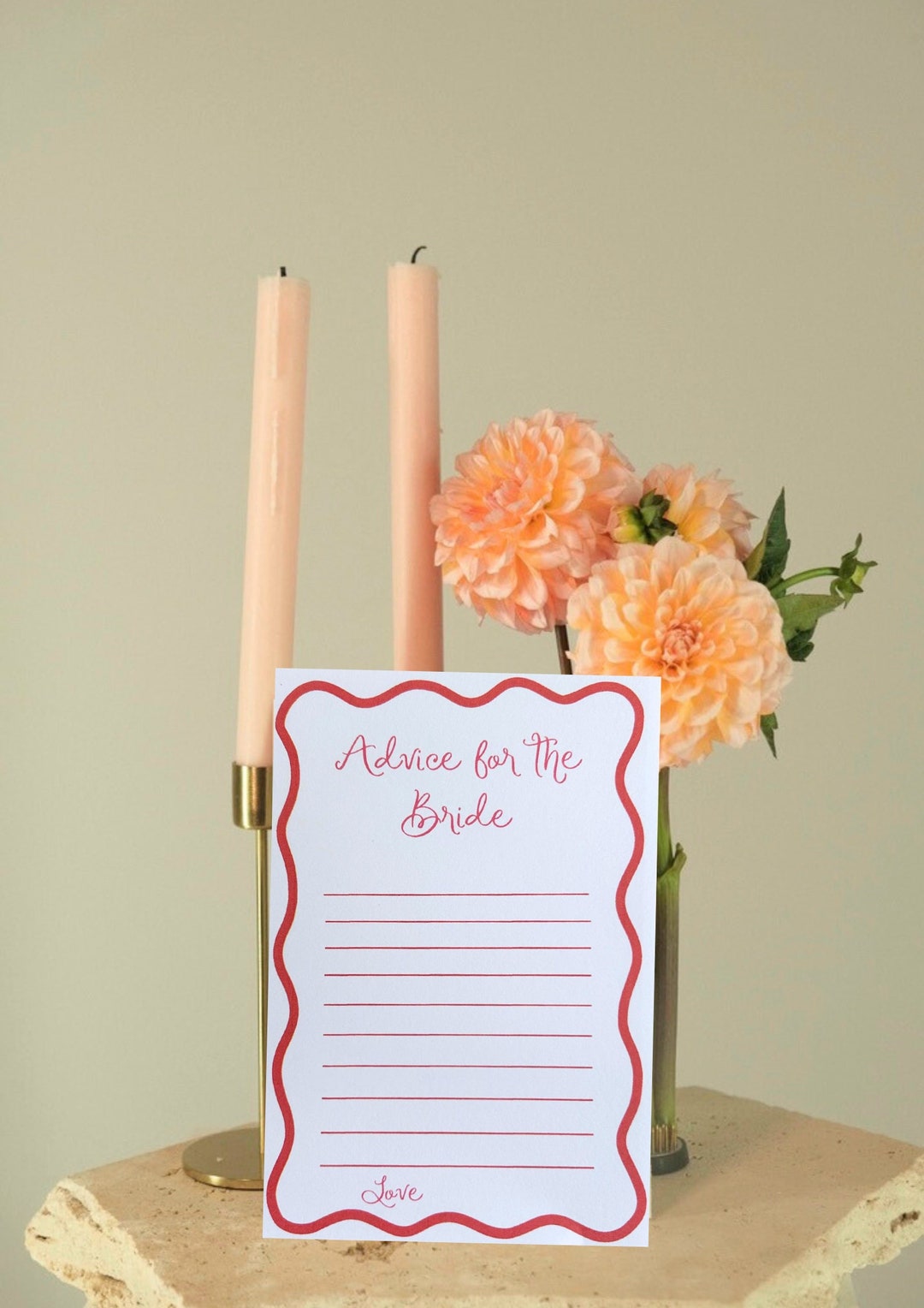 Advice for the Bride Cards Wave Border Design / Hens Party / Bridal ...