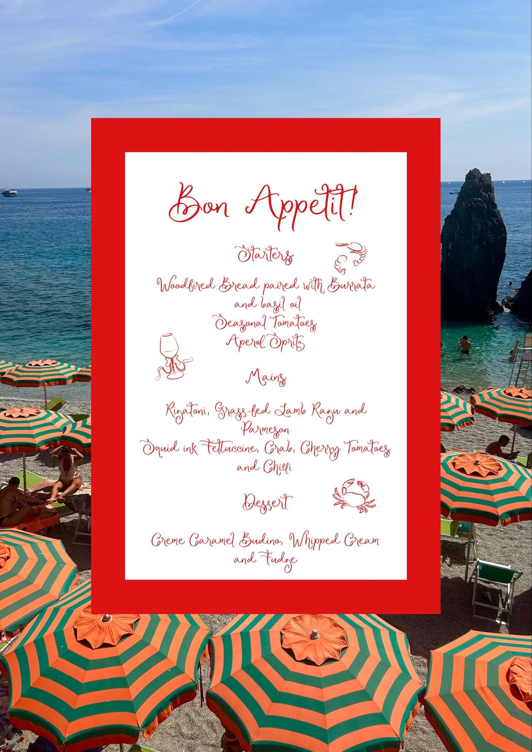 Italian Themed Menu Digital Template/ Hens Party / Dinner Party ...