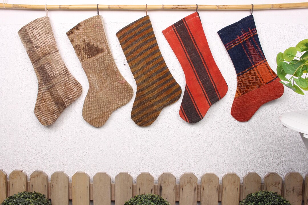 Rustic Christmas Stocking Vintage Kilim Stocking Handwoven Stocking ...