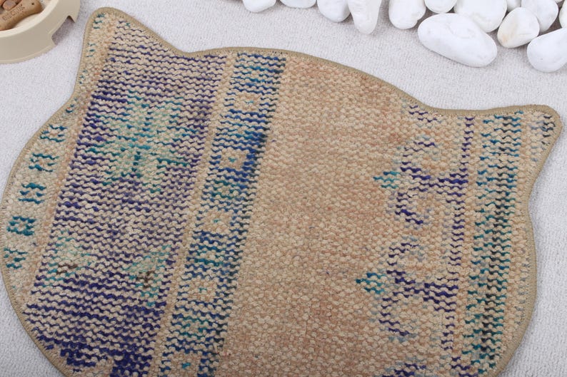 Cat Head Rug Pad, Eco-friendly Handmade Pet Mat for Cats, Boho Cat Bed ...