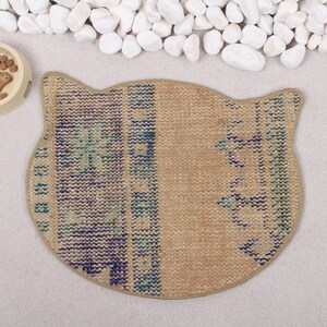 Cat Head Rug Pad, Eco-friendly Handmade Pet Mat for Cats, Boho Cat Bed ...