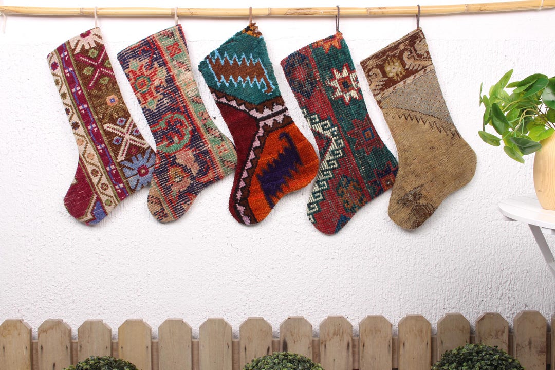 Handmade Christmas Stocking | Antique Rug Stocking | Kilim Stocking ...