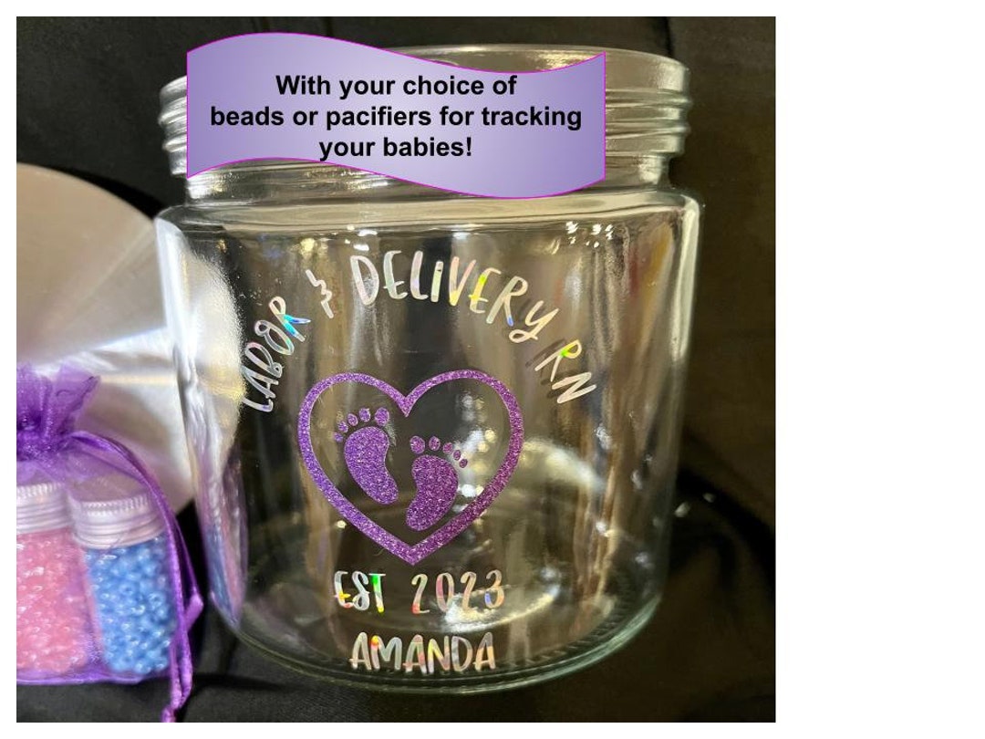 Birth and Delivery Tracking Jar With Beads- Personalized for Labor ...