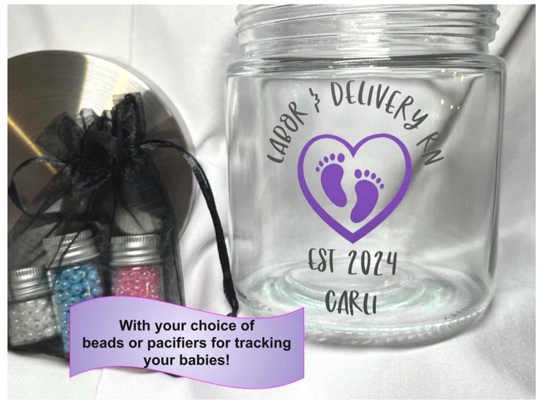 Birth and Delivery Tracking Jar With Beads- Personalized for Labor ...