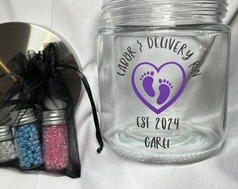 Personalized Labor and Delivery Tracking Jar With Beads, L&D, OB Nurse ...