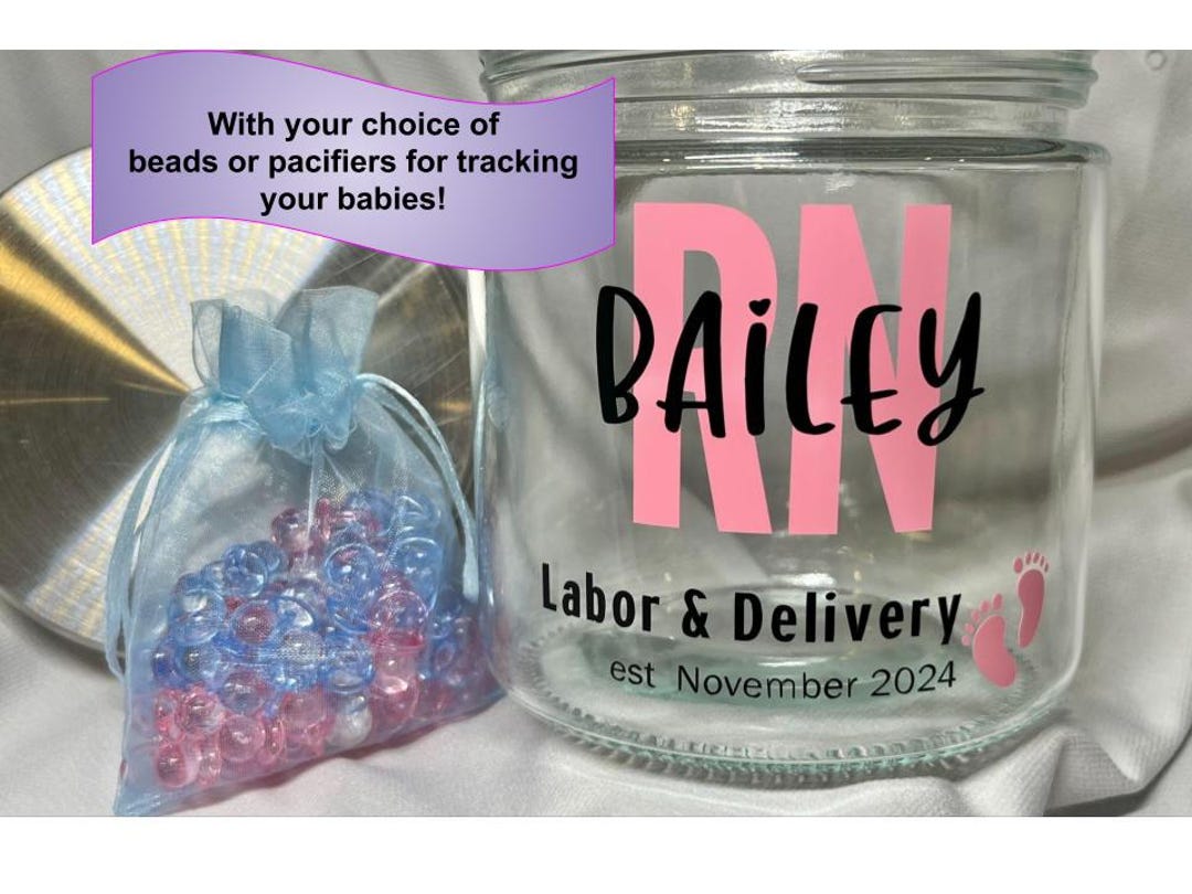Birth and Delivery Tracking Jar With Beads- Personalized for Labor ...