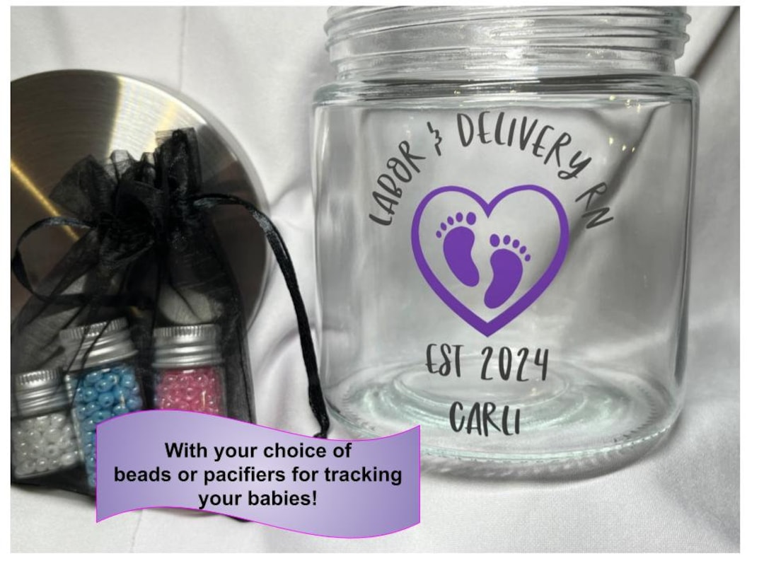 Birth and Delivery Tracking Jar With Beads Personalized for Labor Nurse ...