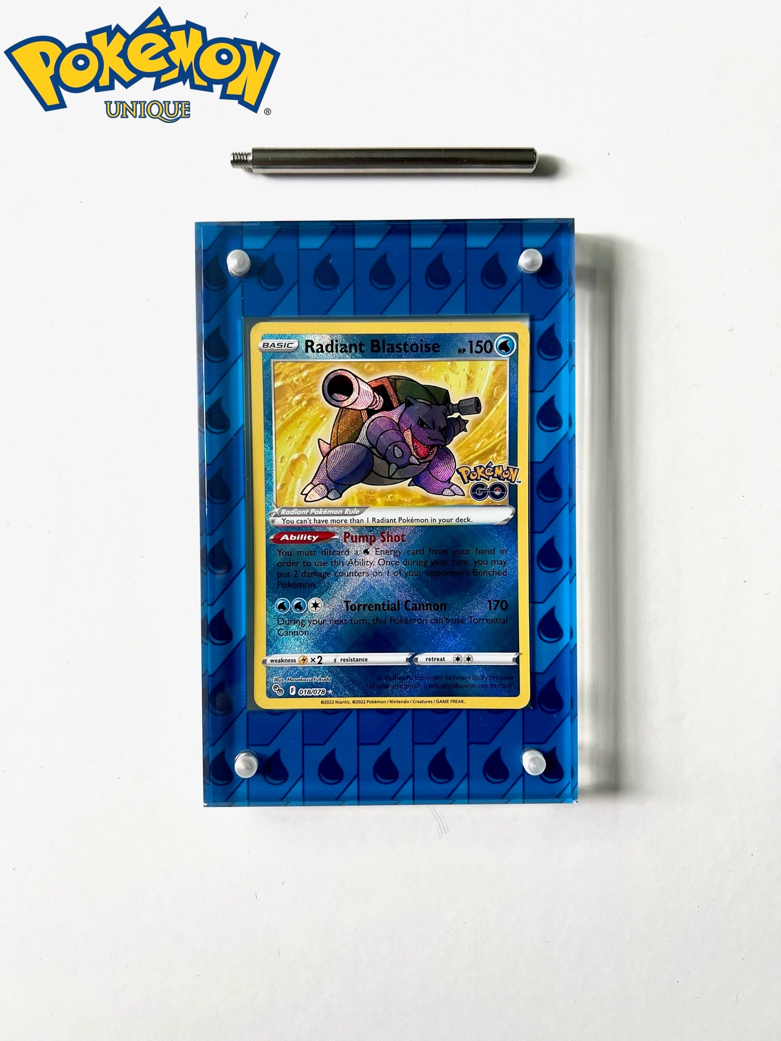 Poke Card WATER TYPE Display Frame PSA Card Protection Case Trading ...