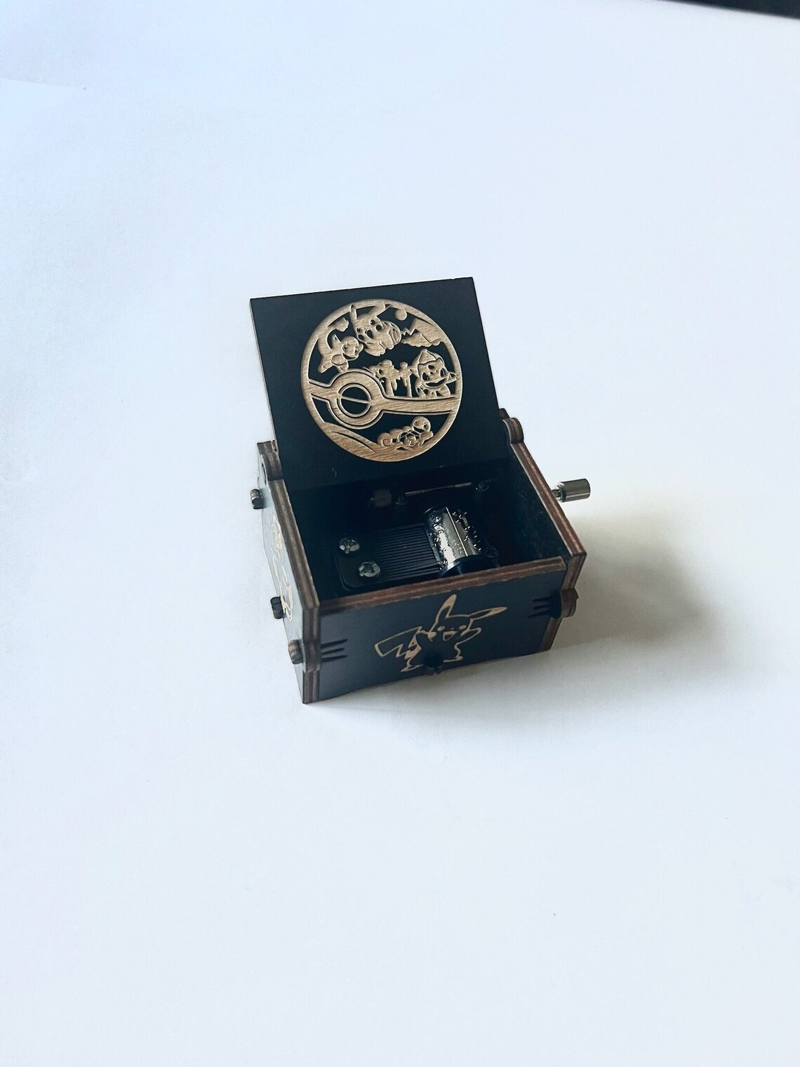 Pokemon Music Box Handmade Wooden Crank Squirtle Charmander Bulbasaur ...