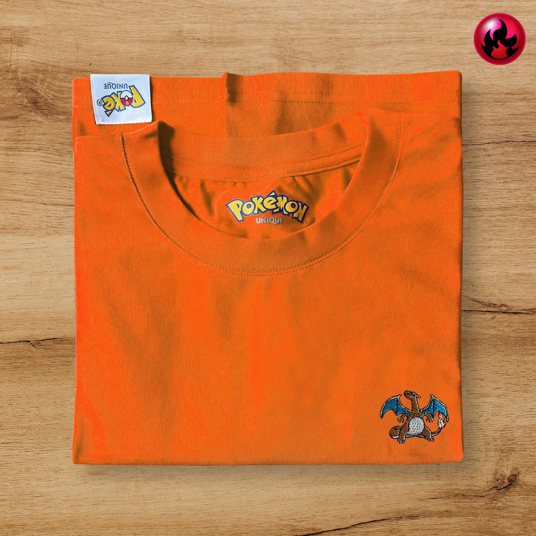Charizard Embroidery T Shirt Summer Shirts Fire Type Pokemon Embroider ...