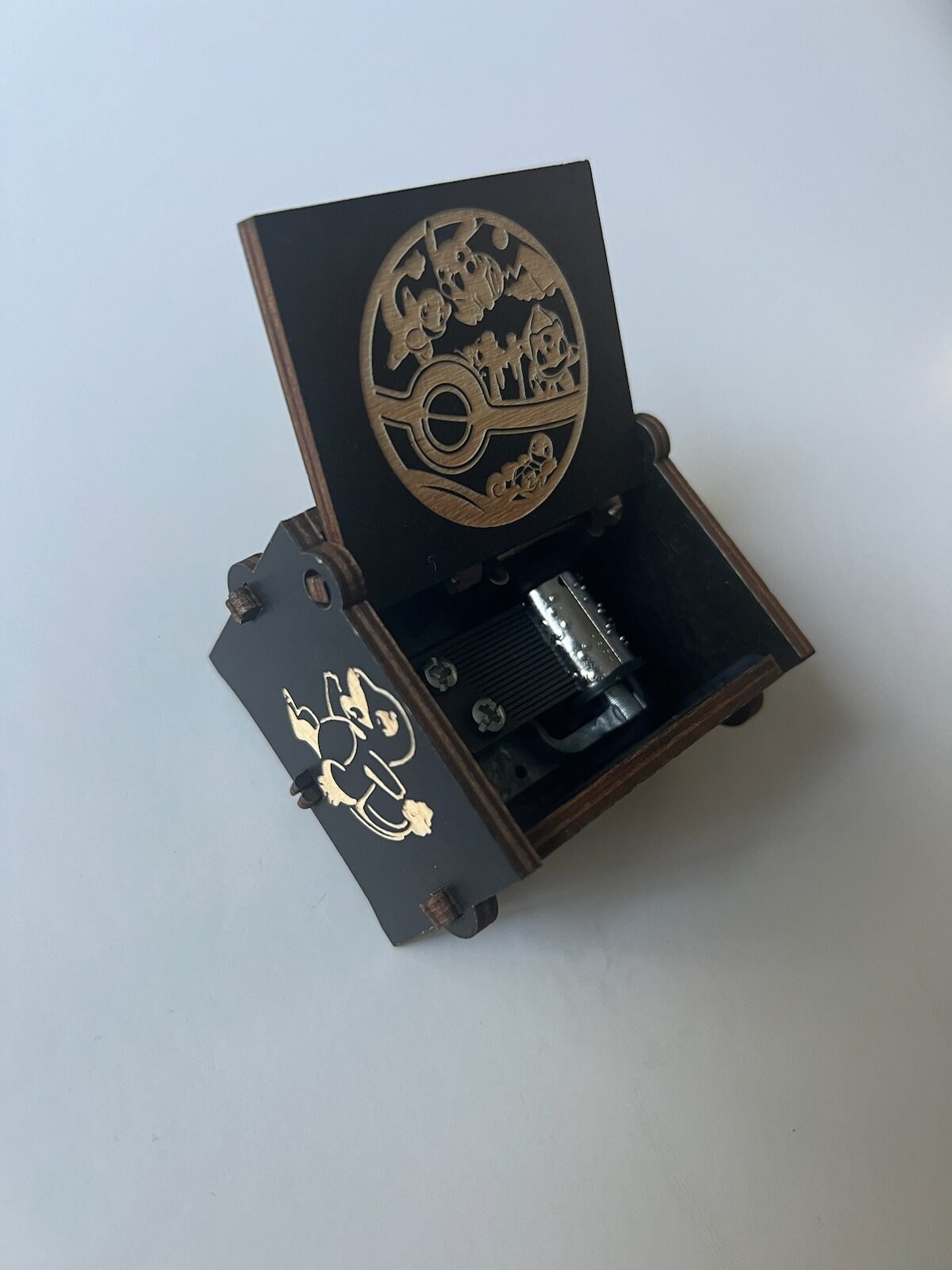 Pokemon Music Box Handmade Wooden Crank Squirtle Charmander Bulbasaur ...