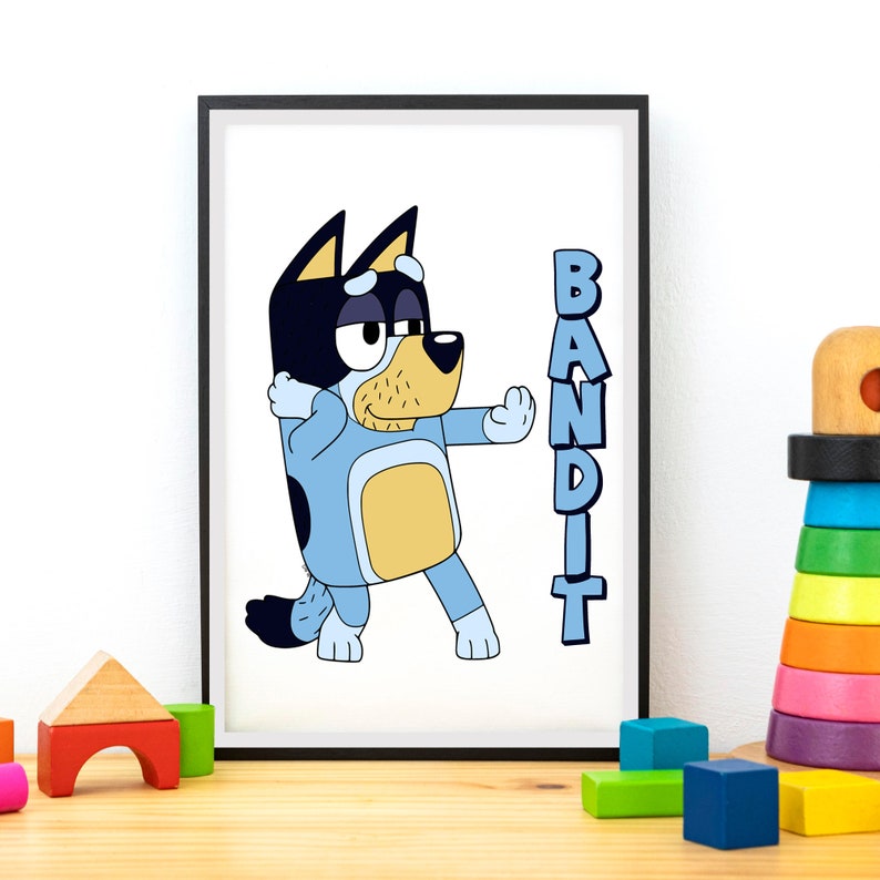 Bluey Daddy Bandit Dance Poster Kids Tv Series Bluey Cartoon - Etsy ...