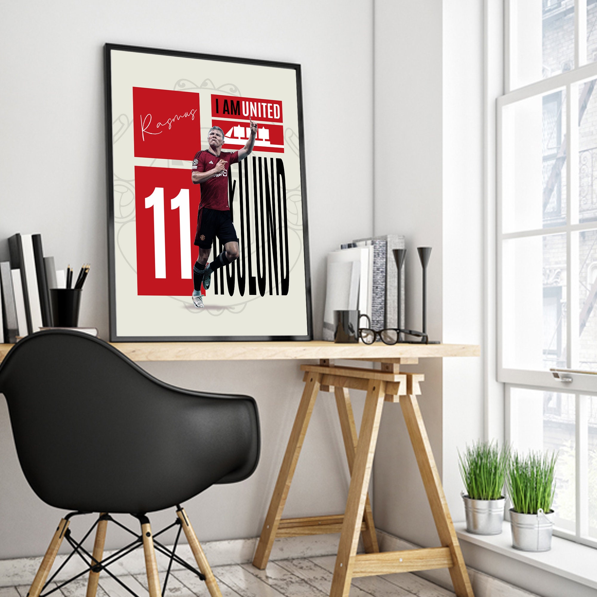 Rasmus Hojlund Fútbolista Famoso Profesional MU FC Póster vendido por ...