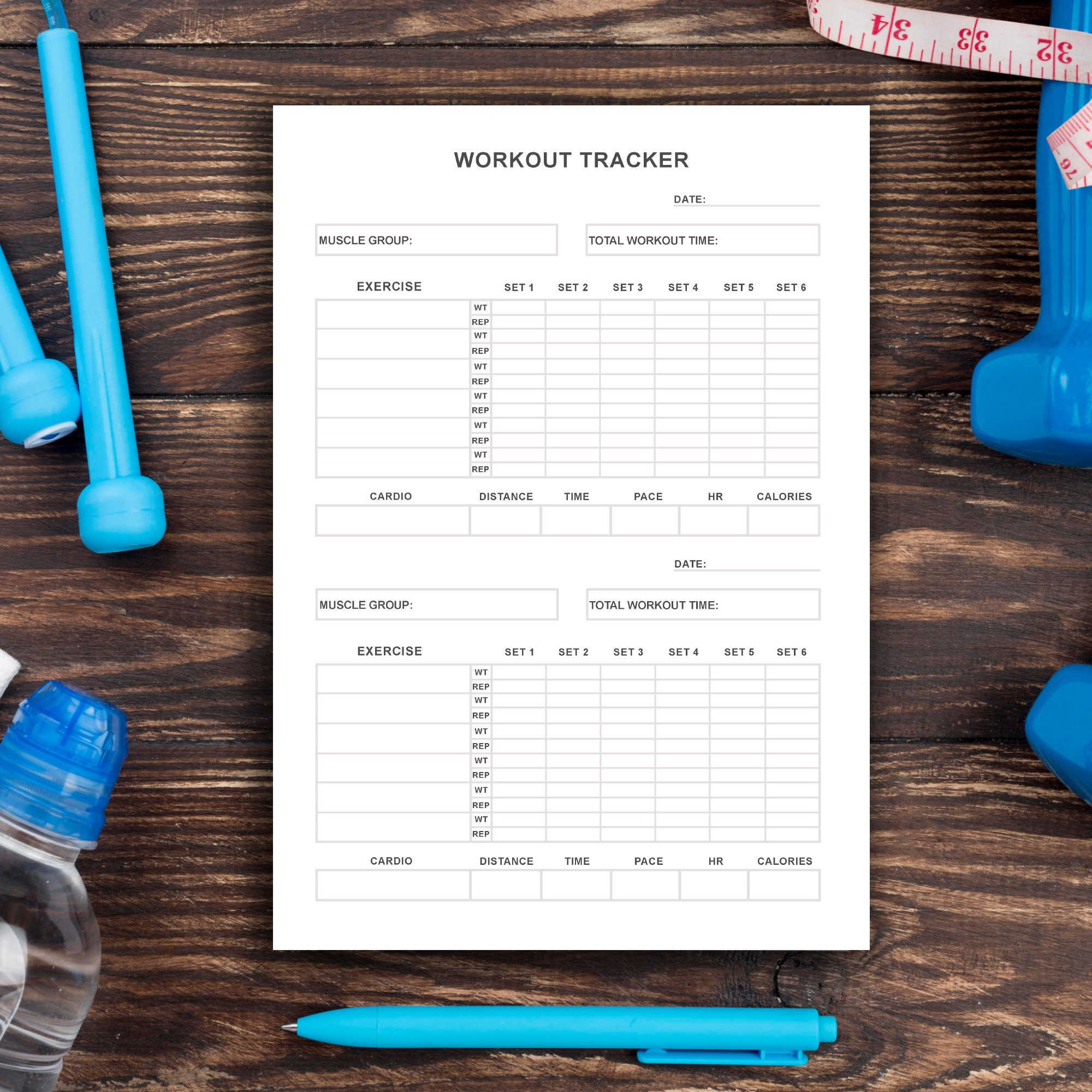 Workout Tracker Printable, Daily Exercise Log, Fitness Journal, Workout ...