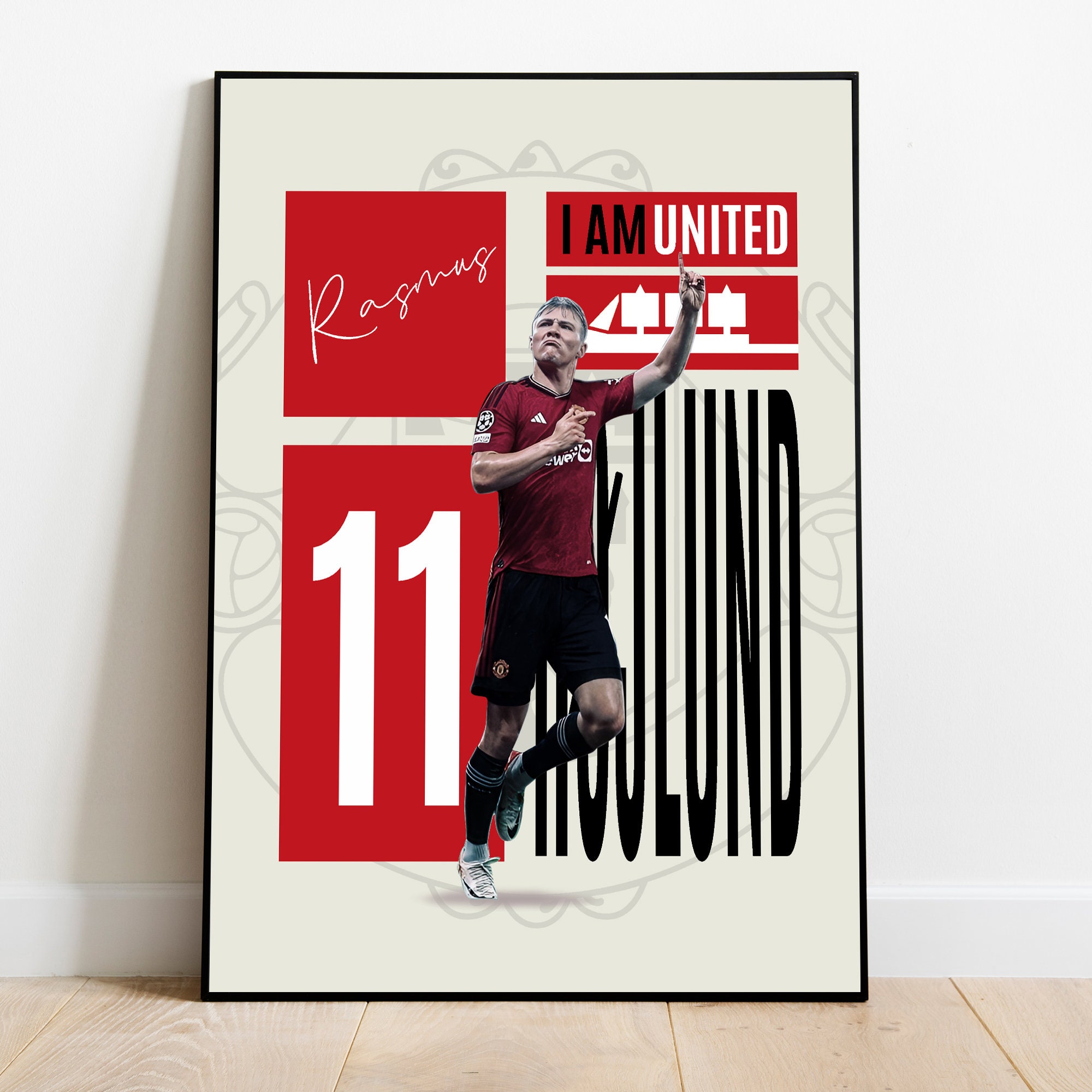 Rasmus Hojlund Fútbolista Famoso Profesional MU FC Póster vendido por ...