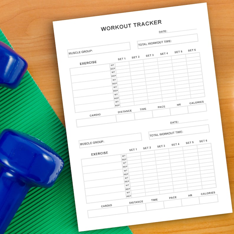 Workout Tracker Printable, Daily Exercise Log, Fitness Journal, Workout ...