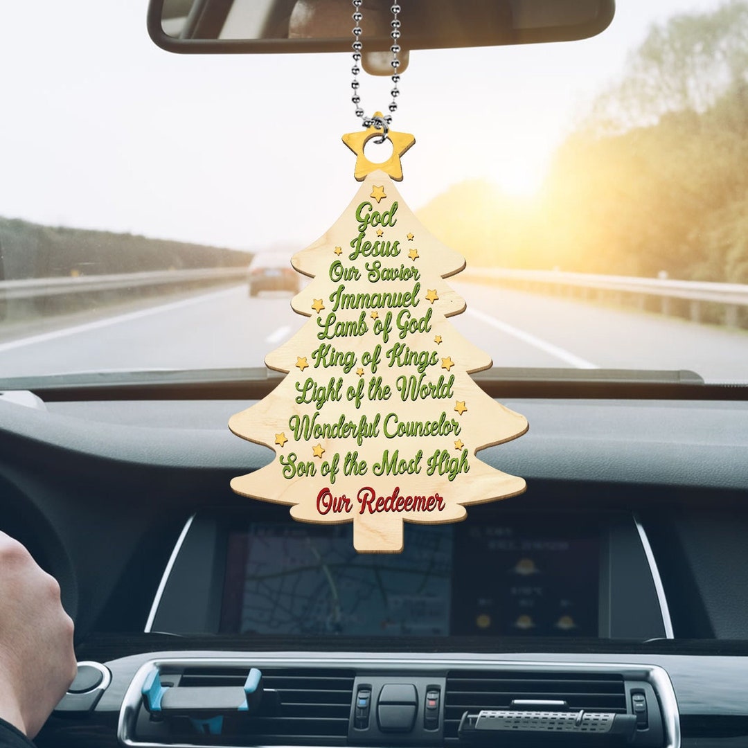 Names of Jesus, God Jesus Our Savior Christmas Tree Shape Wood Ornament ...