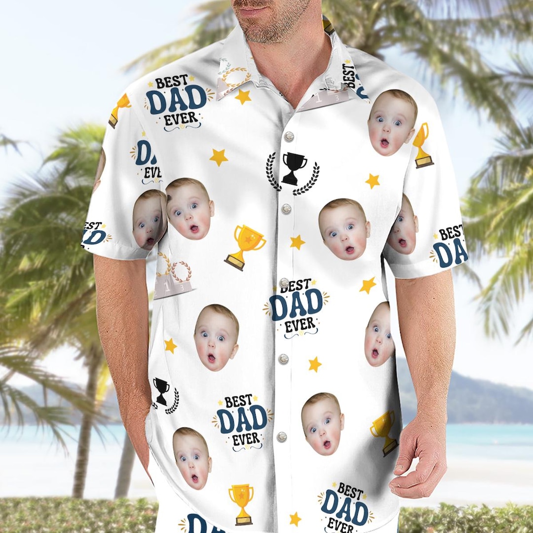 Personalized Father's Day Hawaiian Shirt, Custom Face Photo, Hawaii ...