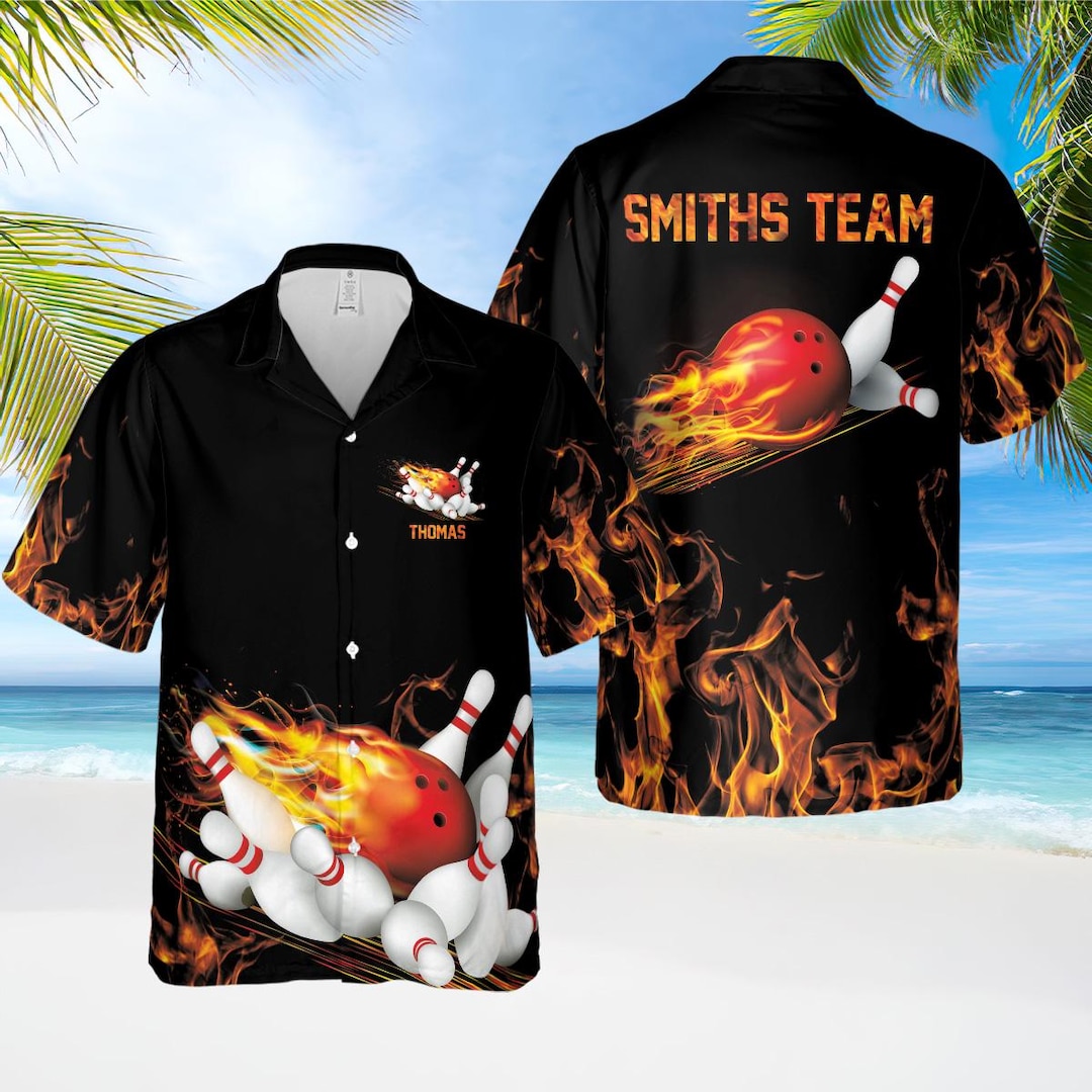 Personalized Bowling Hawaiian Shirt, Custom Button Down Shirt, Bowler ...