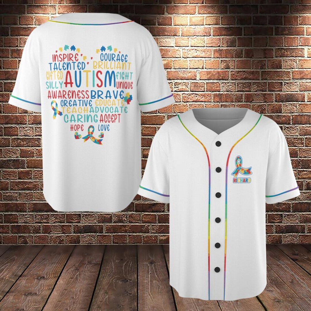 Personalized Autism Baseball Jerseys, Custom Name Puzzle Autism Shirt ...