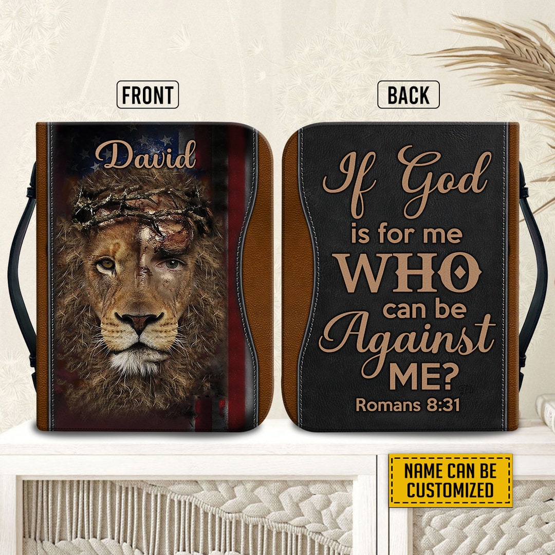 Personalized Bible Cover, Bible Case, God is for Me, Jesus Lion Art ...