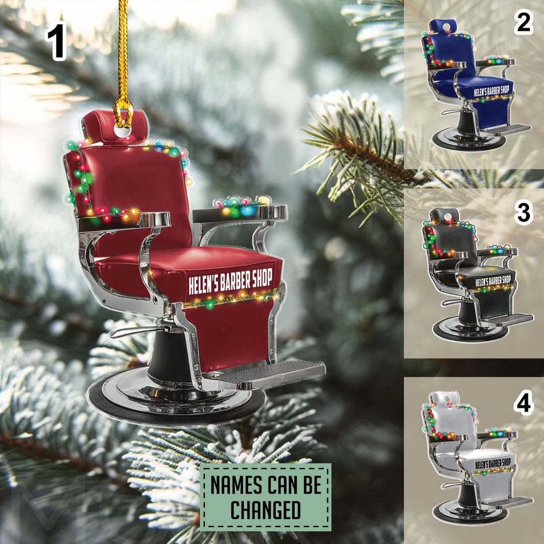 Barber Chair 2d Flat Ornament, Personalized Barber Chair Christmas ...