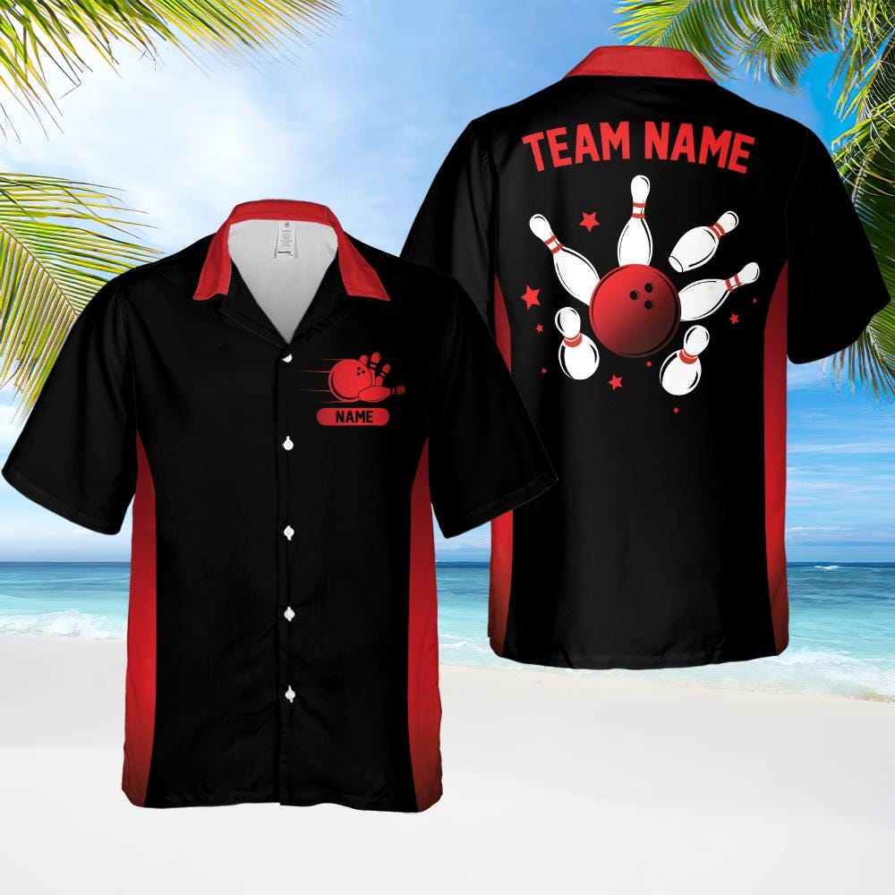 Personalized Retro Bowling Hawaiian Shirt, Custom Bowling Shirt ...
