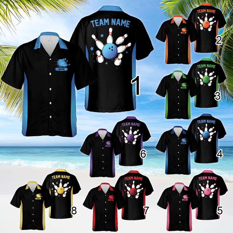 Personalized Retro Bowling Hawaiian Shirt, Custom Bowling Shirt ...